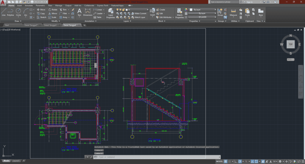 Denah dan Gambar CAD Arsitek Detail Tangga_Detail Tangga 4 | Sipilpedia