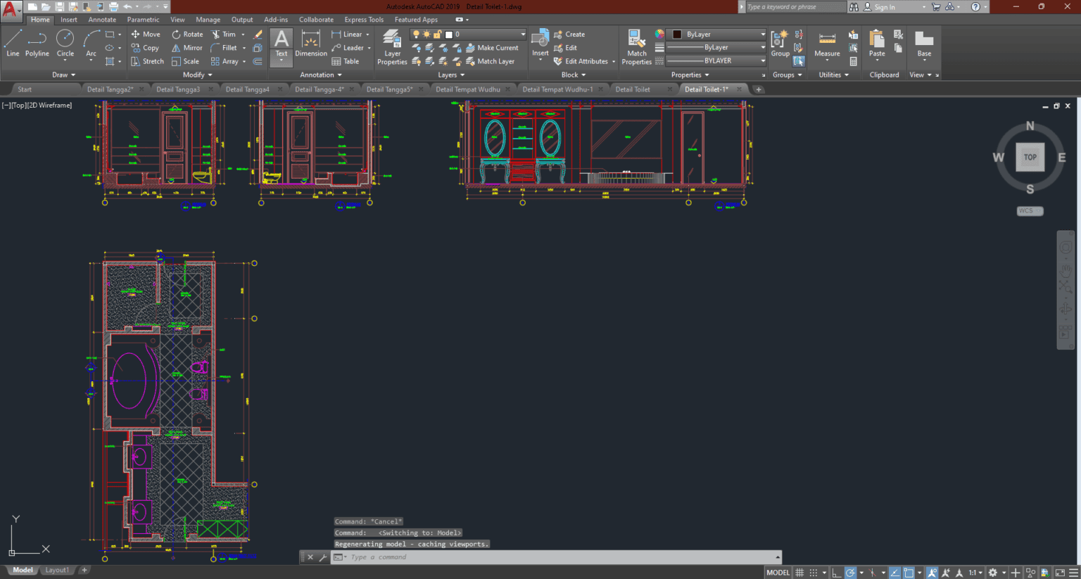 Denah dan Gambar CAD Arsitek Detail Toilet_Detail Toilet-1 | Sipilpedia