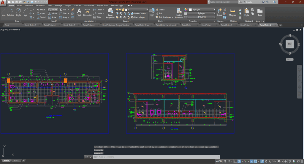 Denah dan Gambar CAD Arsitek Detail Toilet_Detail Toilet-4 | Sipilpedia