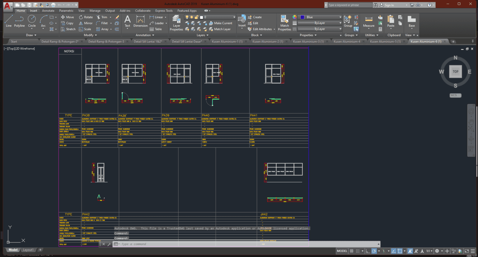 Denah dan Gambar CAD Arsitek Detail Pintu_Kusen Aluminium-6 | Sipilpedia