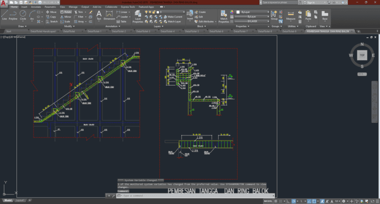 Denah dan Gambar CAD Arsitek Detail Tangga_PEMBESIAN TANGGA DAN RING ...