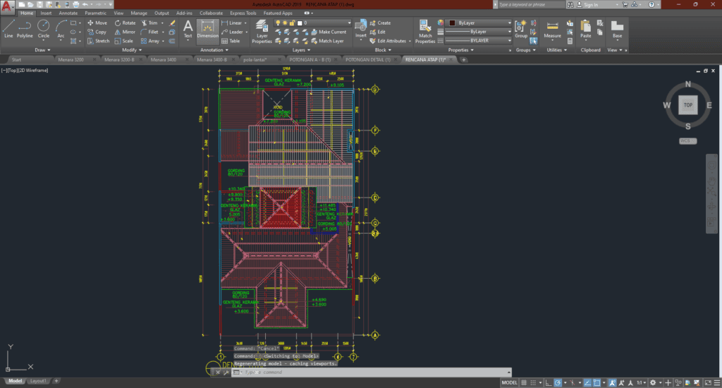 Denah dan Gambar CAD Arsitek Gambar Kerja Rumah Tinggal 2LT_RENCANA ...