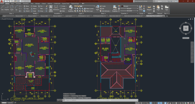 Denah dan Gambar CAD Arsitek Gambar Kerja Rumah Tinggal 2LT_RENCANA ...