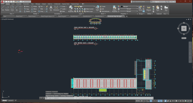Denah dan Gambar CAD Arsitek Detail Atap_Konstruksi Atap-Sky light ...