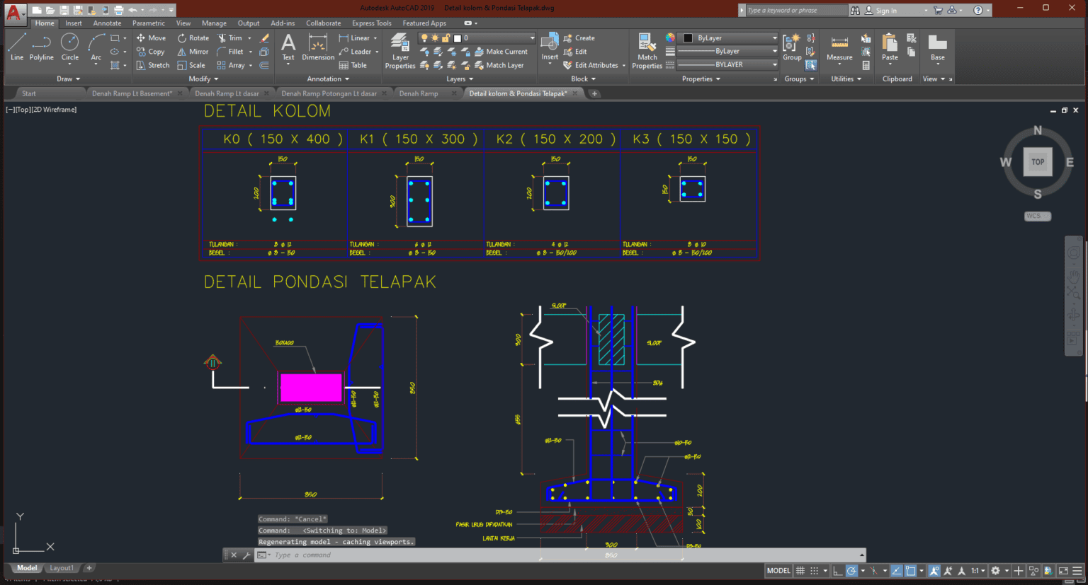 Denah dan Gambar CAD Arsitek Detail Pondasi_Detail kolom & Pondasi ...