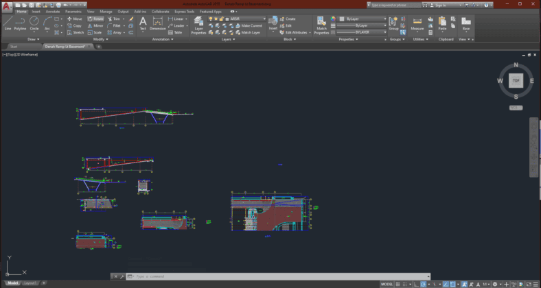 Denah dan Gambar CAD Arsitek Detail Ramp_Denah Ramp Lt Basement ...
