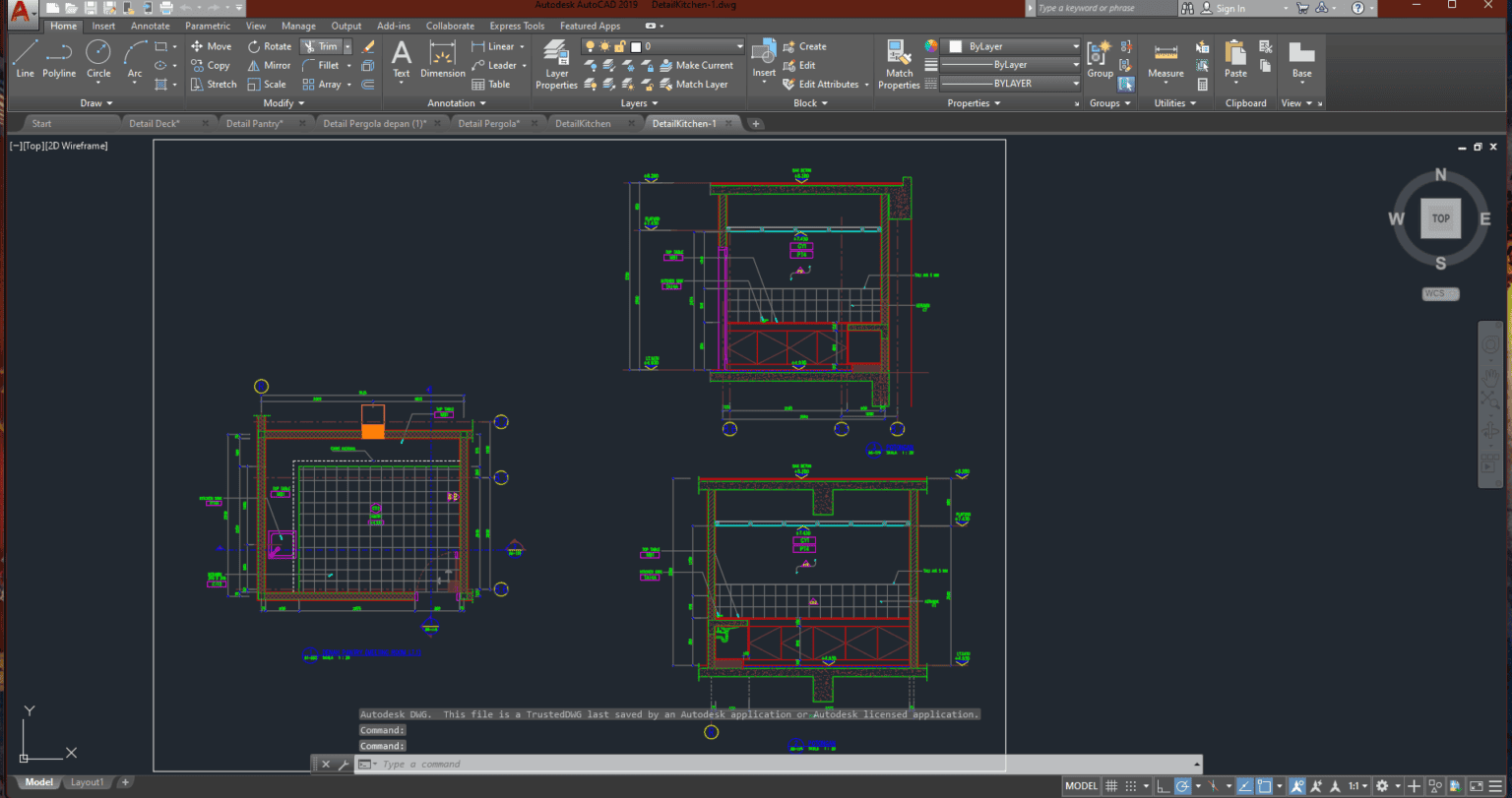 Denah dan Gambar CAD Arsitek Detail Atap_DetailKitchen-1 | Sipilpedia