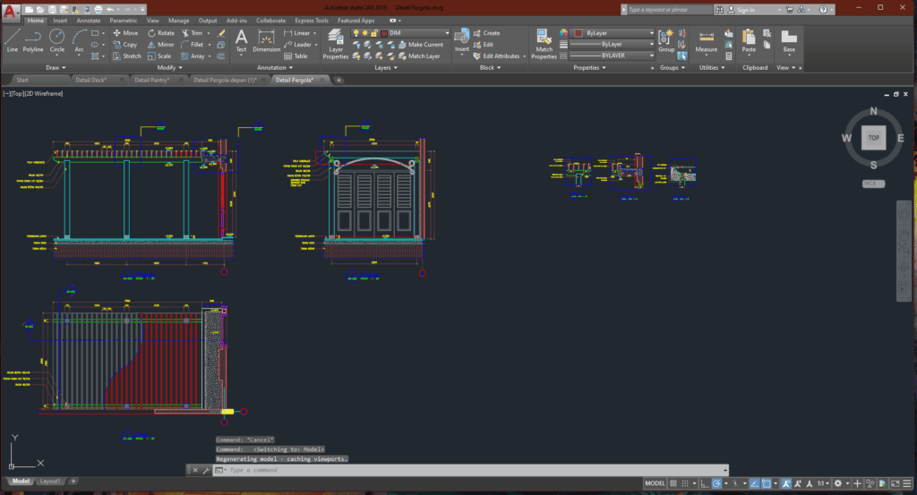 Denah dan Gambar CAD Arsitek Detail Atap_Detail Pergola | Sipilpedia