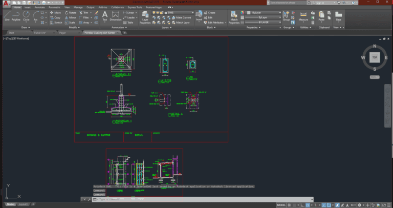 Denah dan Gambar CAD Arsitek Bangunan Paprik_Pondasi Gudang dan Kantor ...