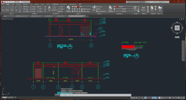 Denah dan Gambar CAD Arsitek SPBU_Convenience Store Section | Sipilpedia