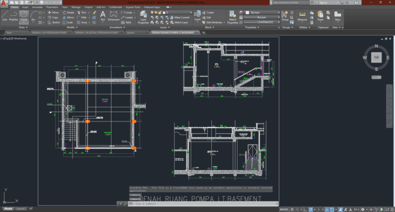 Denah dan Gambar CAD Arsitek Swiming Pool_DENAH RUANG POMPA LT.BASEMENT ...