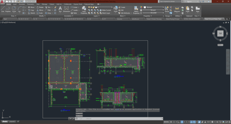 Denah dan Gambar CAD Arsitek Swiming Pool_Detail Ground Water Tank ...