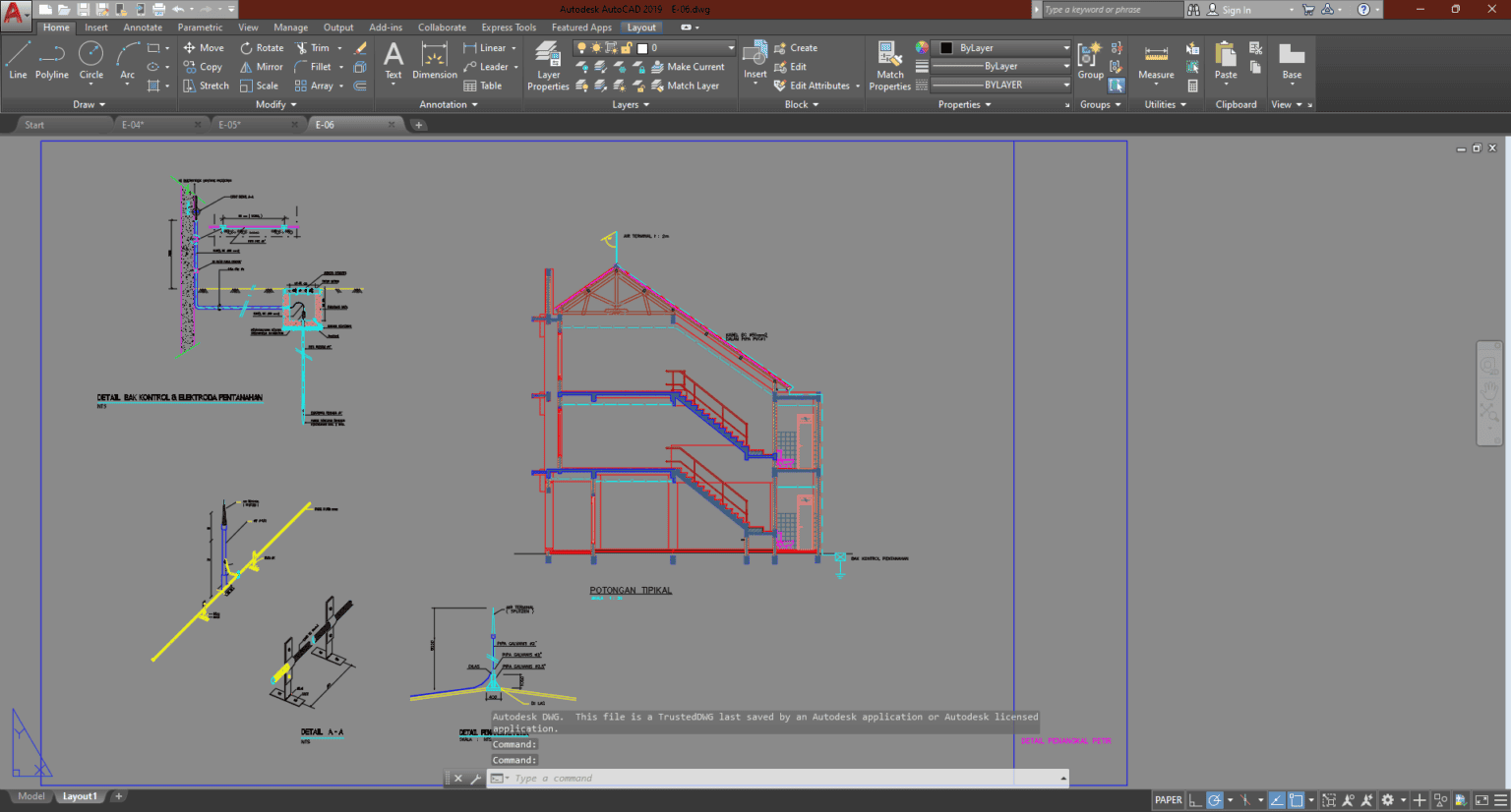 Denah dan Gambar CAD Arsitek Ruko_ME Ruko E-06 | Sipilpedia