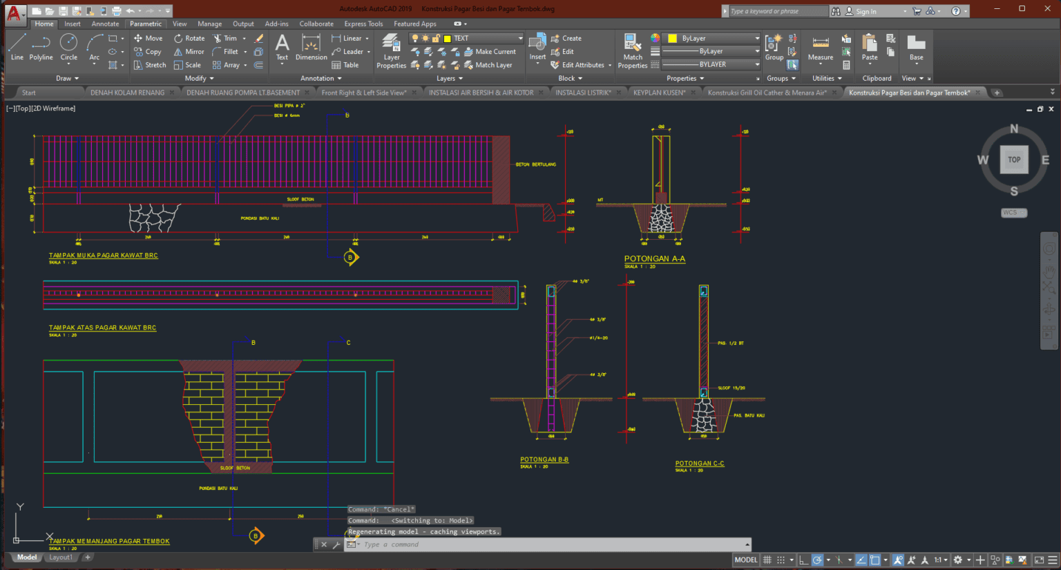 Denah dan Gambar CAD Arsitek SPBU_Konstruksi Pagar Besi dan Pagar ...