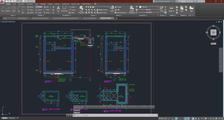Denah dan Gambar CAD Arsitek Swiming Pool_RUANG-POMPA | Sipilpedia