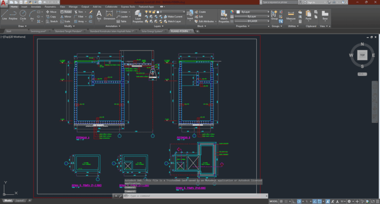 Denah dan Gambar CAD Arsitek Swiming Pool_RUANG-POMPA | Sipilpedia