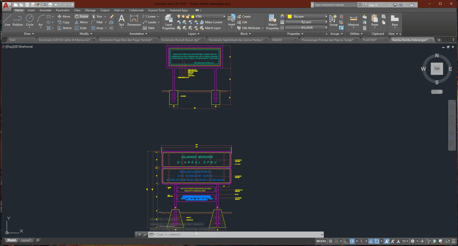 Denah dan Gambar CAD Arsitek SPBU_Rambu Rambu Keterangan | Sipilpedia