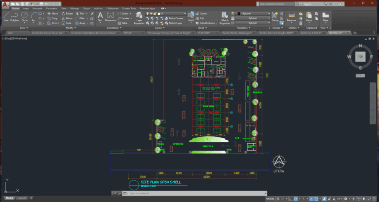 Denah dan Gambar CAD Arsitek SPBU_Site Plan | Sipilpedia