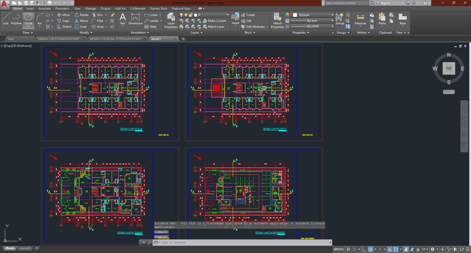 Denah dan Gambar CAD Arsitek Wisma 3 Lantai_denah1 | Sipilpedia