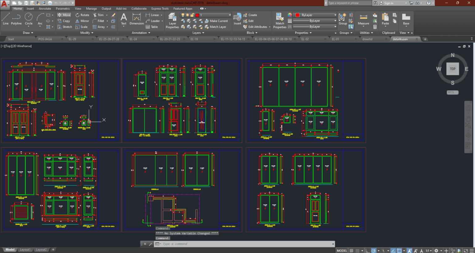 Denah dan Gambar CAD Arsitek Wisma 3 Lantai_detail kusen | Sipilpedia