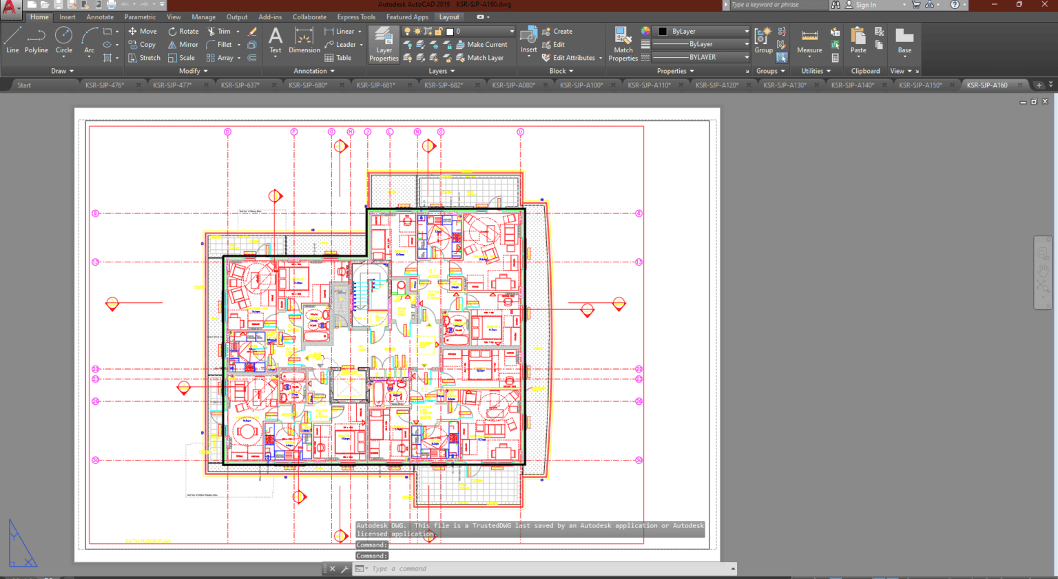 Denah dan Gambar CAD High Building Apartment_KSR-SJP-A160 | Sipilpedia
