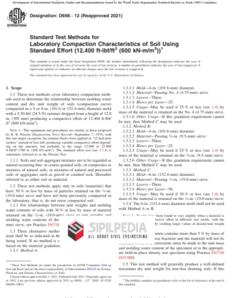 ASTM D698 Standard Test Methods for Laboratory Compaction ...