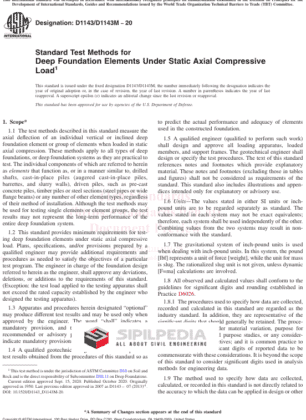 ASTM D1143 D1143M-20 Standard Test Methods for Deep Foundation Elements ...