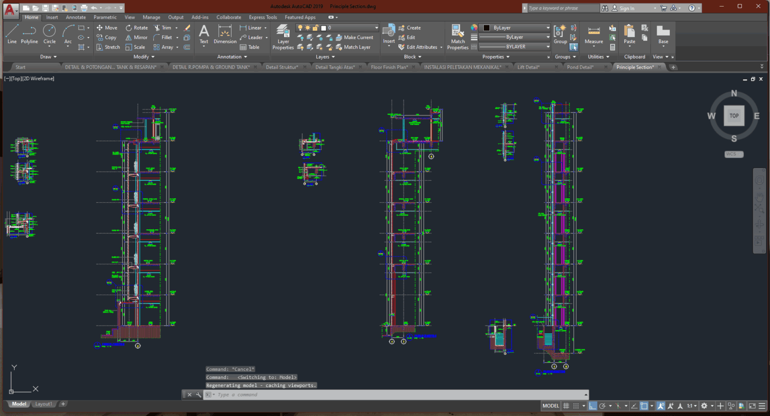 Denah dan Gambar CAD High Building Hotel_Principle Section | Sipilpedia