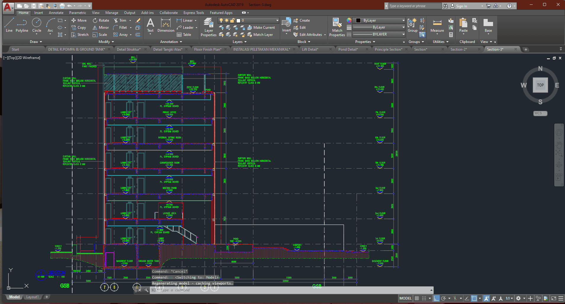Denah dan Gambar CAD High Building Hotel_Section-3 | Sipilpedia