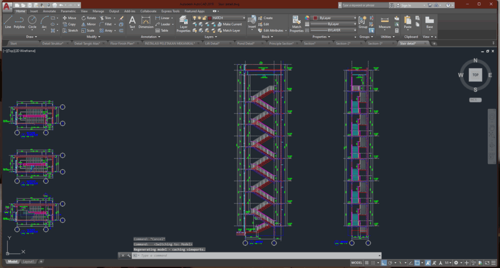 Denah dan Gambar CAD High Building Hotel_Stair detail | Sipilpedia