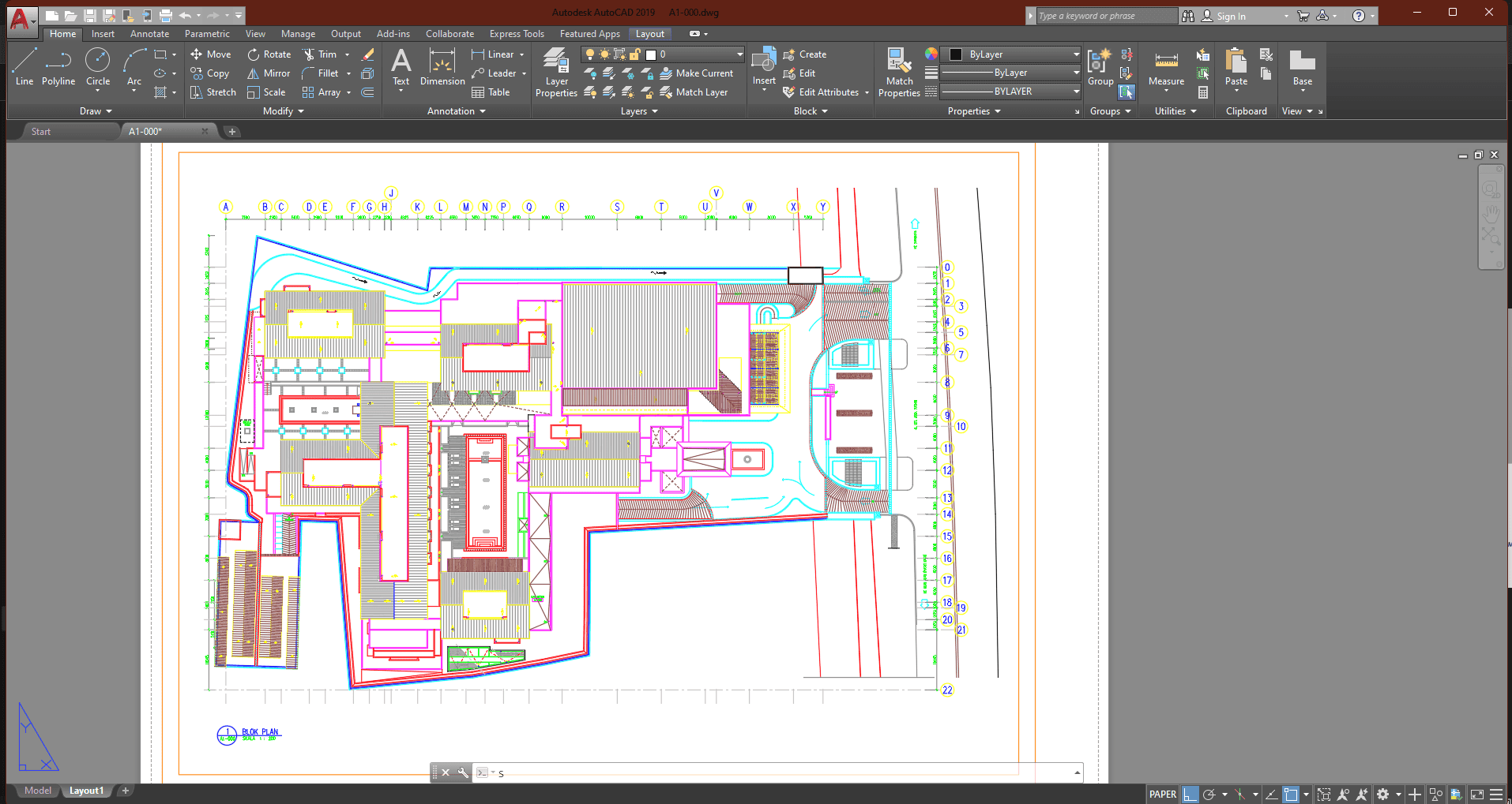 Denah dan Gambar CAD High Building Hotel A1-000 | Sipilpedia