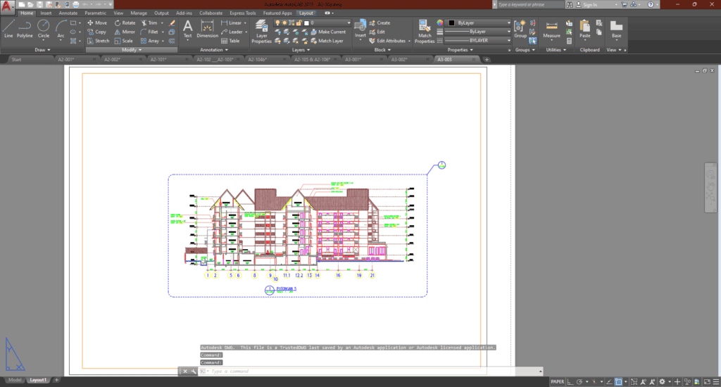Denah dan Gambar CAD High Building Hotel_Tampak dan Potongan A3-003 ...