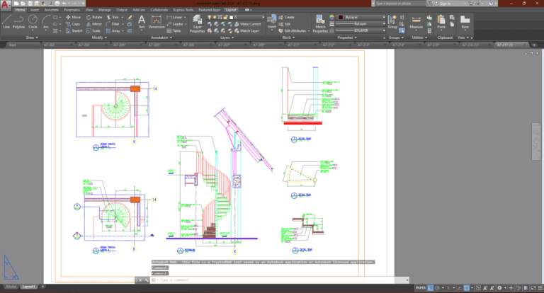 Denah dan Gambar CAD High Building Hotel_Tangga A7-217 | Sipilpedia