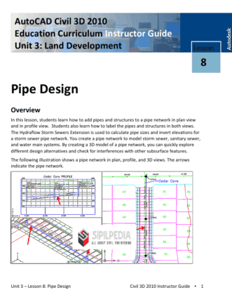 AutoCAD Civil 3D 2010 Education Curriculum Instructor Guide Unit 3 : Land Development | Sipilpedia