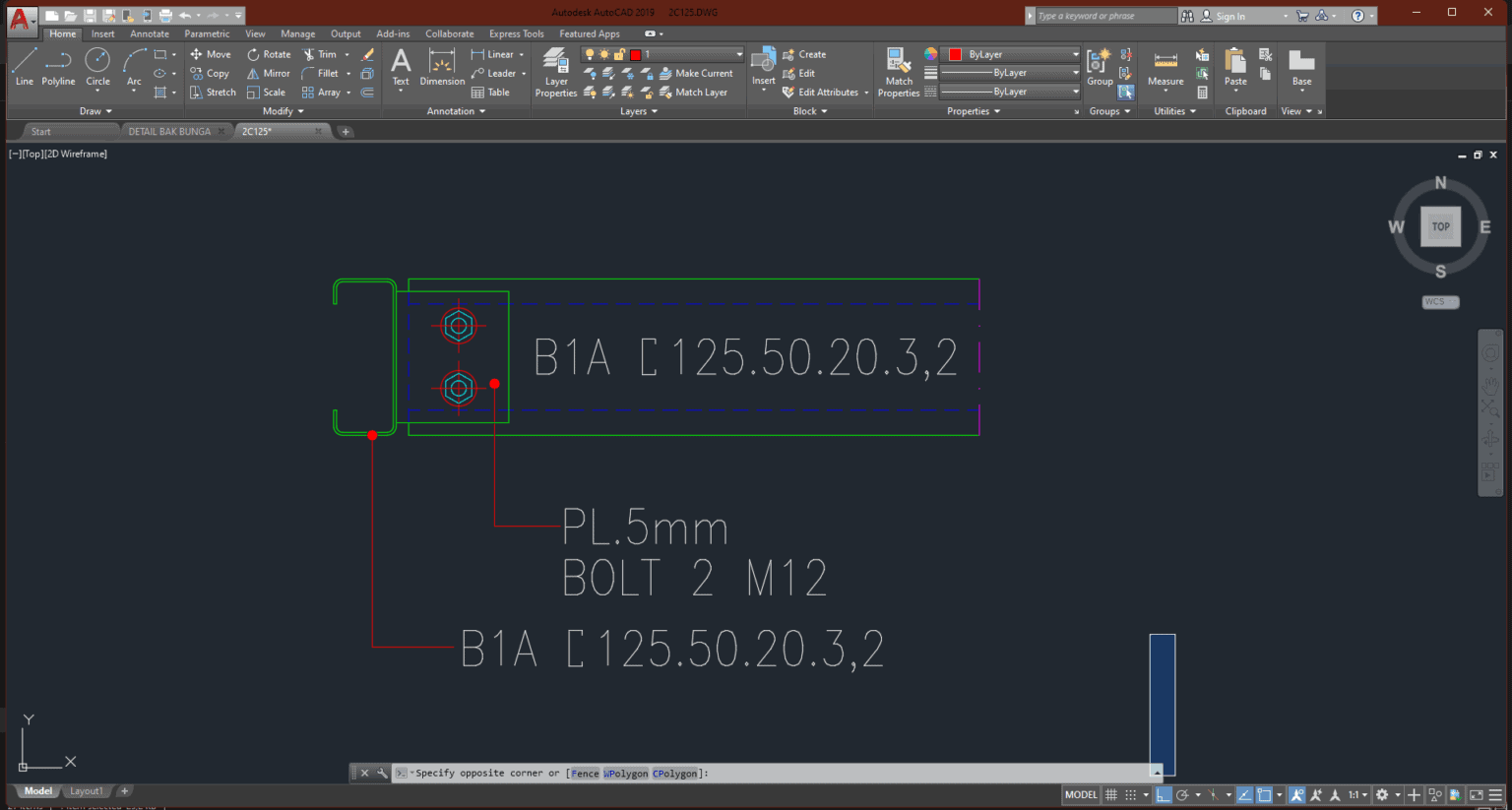 Denah dan Gambar CAD Struktur_Engsel 2C125 | Sipilpedia