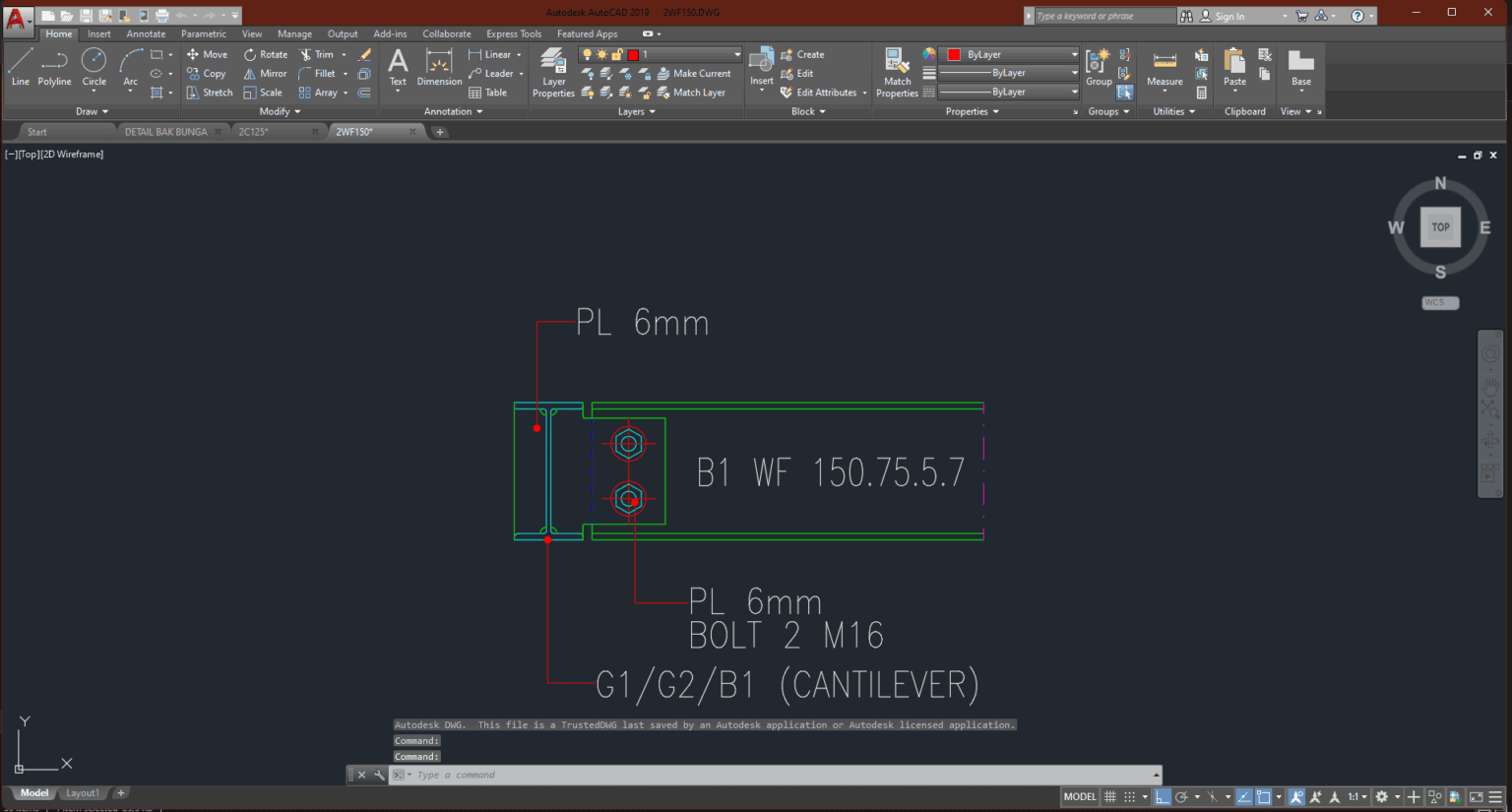 Denah dan Gambar CAD Struktur_Engsel 2WF150 | Sipilpedia
