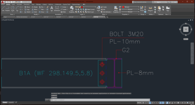 Denah dan Gambar CAD Struktur_Engsel 2WF298 | Sipilpedia