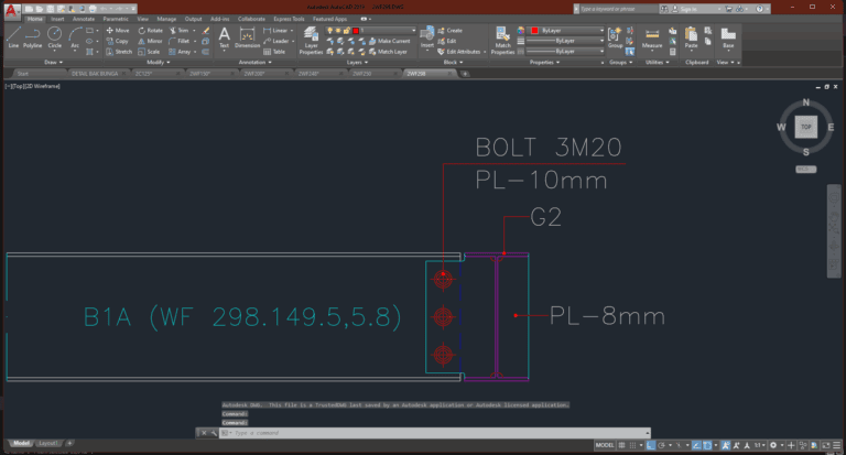 Denah dan Gambar CAD Struktur_Engsel 2WF298 | Sipilpedia