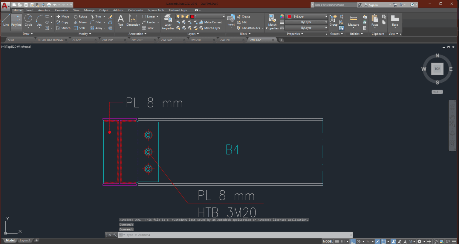 Denah dan Gambar CAD Struktur_Engsel 2WF396 | Sipilpedia