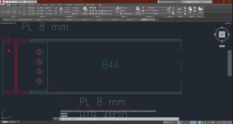 Denah dan Gambar CAD Struktur_Engsel 2WF400 | Sipilpedia