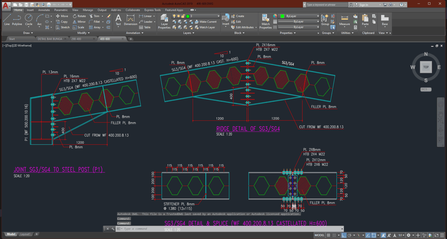 Denah dan Gambar CAD Struktur Castel_400-600 | Sipilpedia