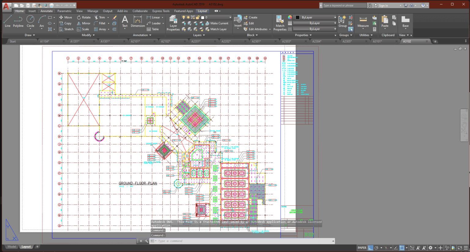 Denah dan Gambar CAD High Building Mall_A3102 | Sipilpedia