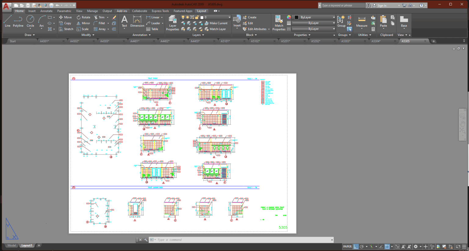 Denah dan Gambar CAD High Building Mall_A5305 | Sipilpedia