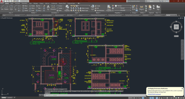 Denah dan Gambar CAD Interior_Dapur | Sipilpedia