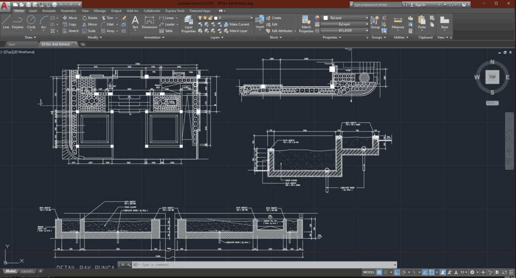 Denah dan Gambar CAD Landscape_DETAIL BAK BUNGA | Sipilpedia