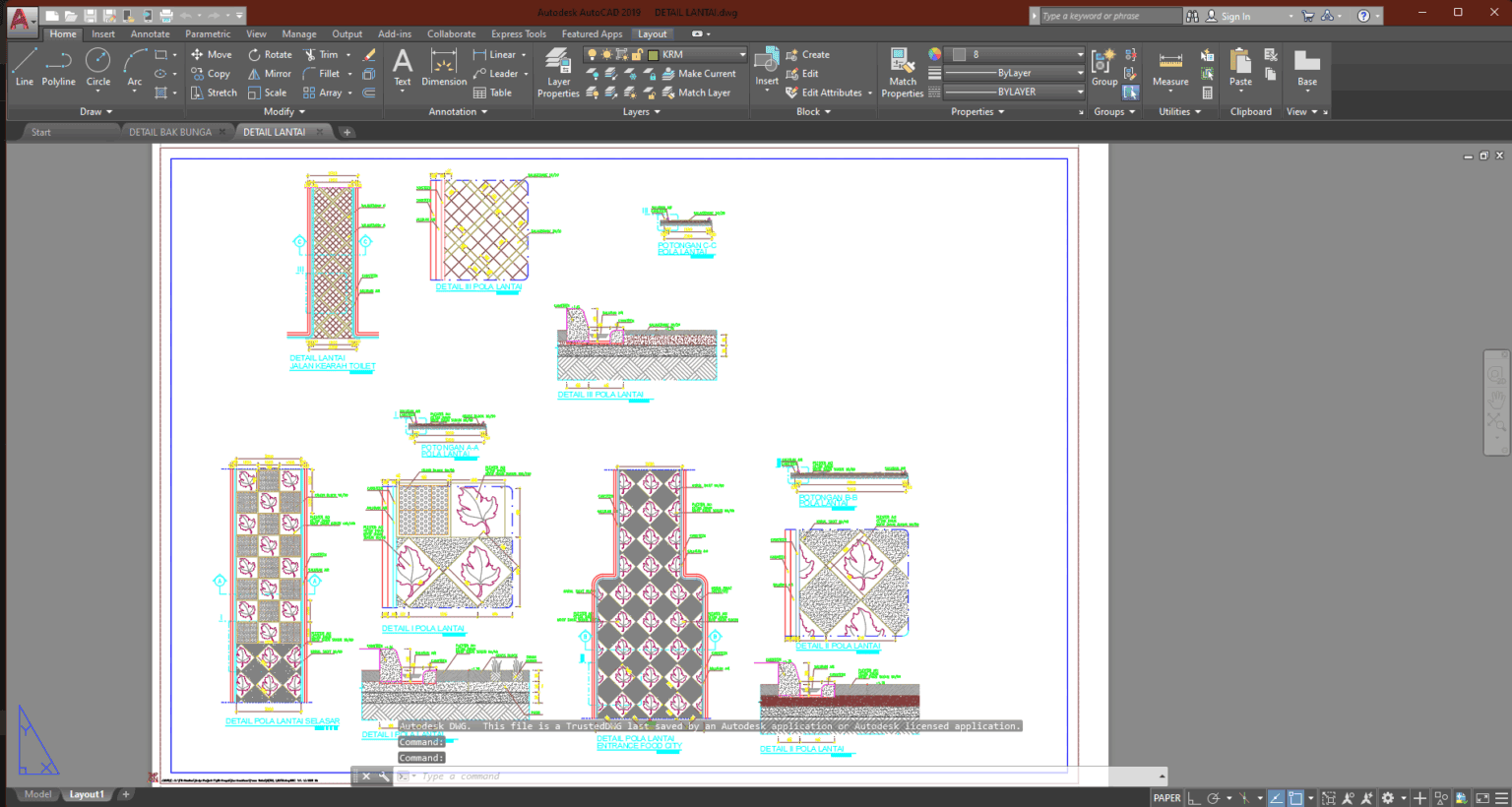 Denah dan Gambar CAD Landscape_DETAIL LANTAI | Sipilpedia