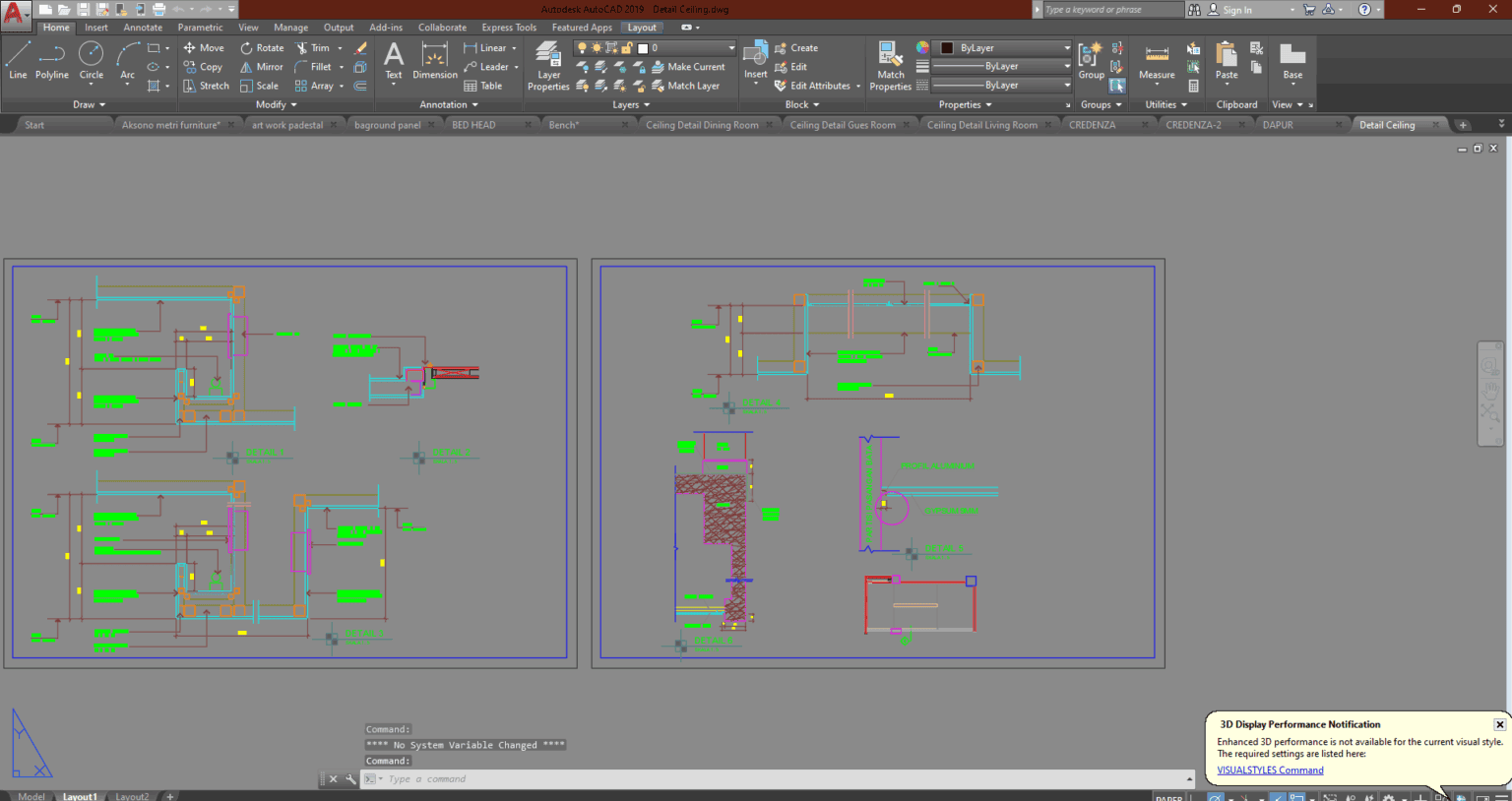 Denah dan Gambar CAD Interior_Detail Ceiling | Sipilpedia