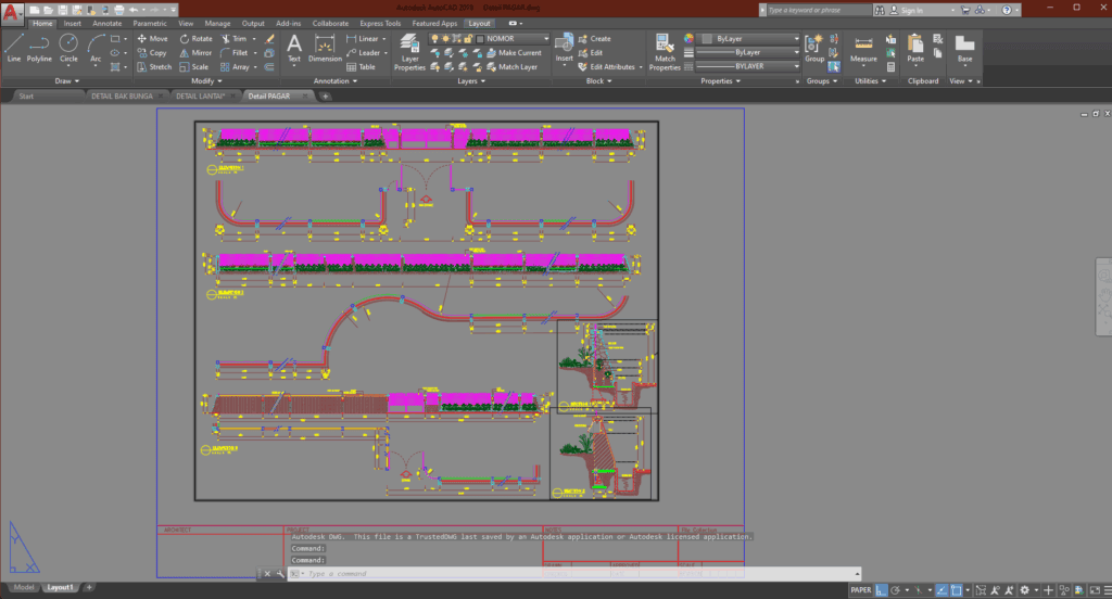 Denah dan Gambar CAD Landscape_Detail PAGAR | Sipilpedia