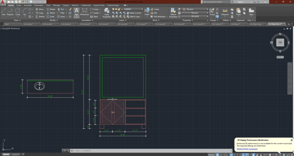Denah dan Gambar CAD Interior_Meja Rias 2 | Sipilpedia