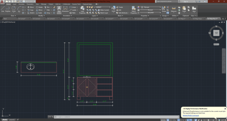 Denah dan Gambar CAD Interior_Meja Rias 2 | Sipilpedia
